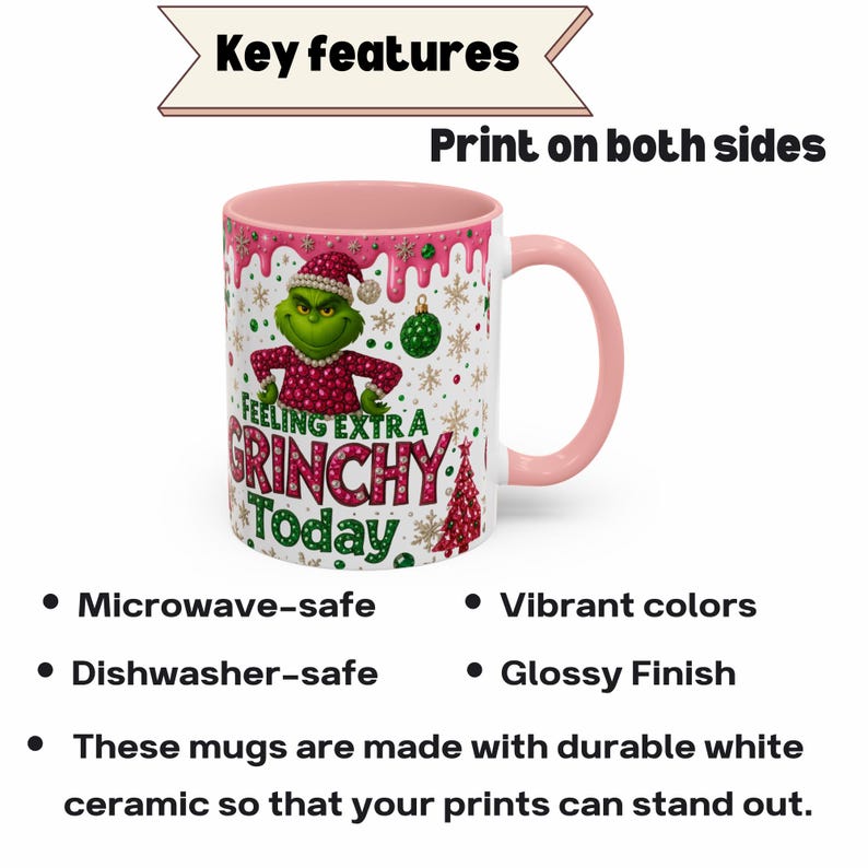 Funny Grinch Christmas Mug: Pink Drip Design - Etsy