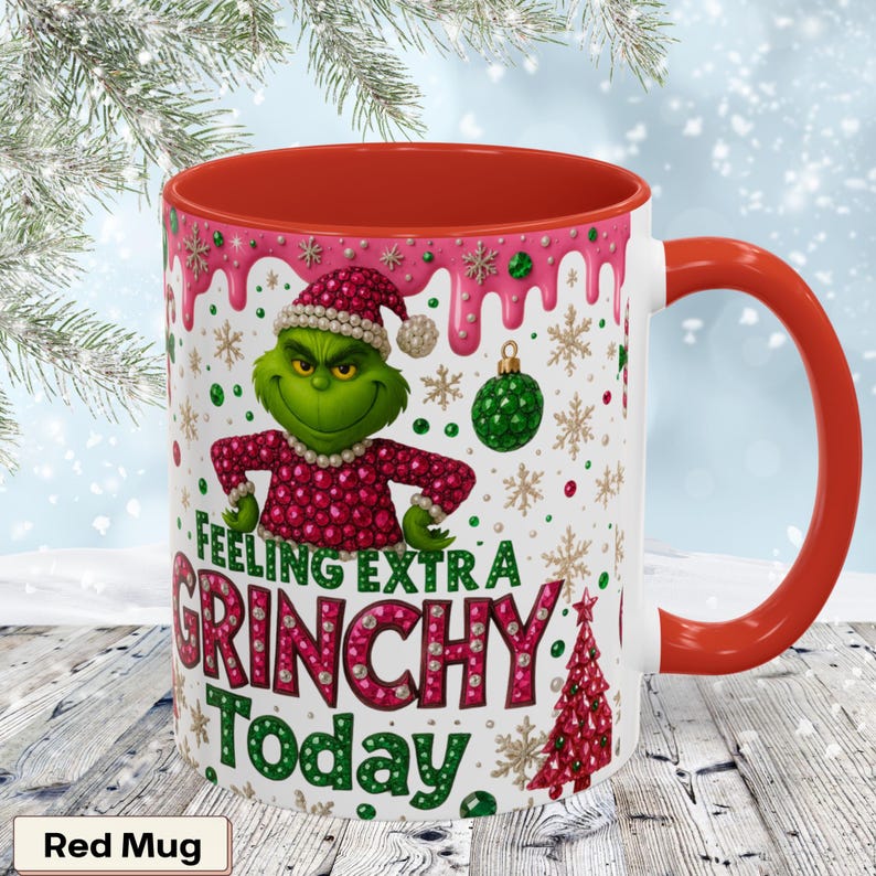 Funny Grinch Christmas Mug: Pink Drip Design - Etsy