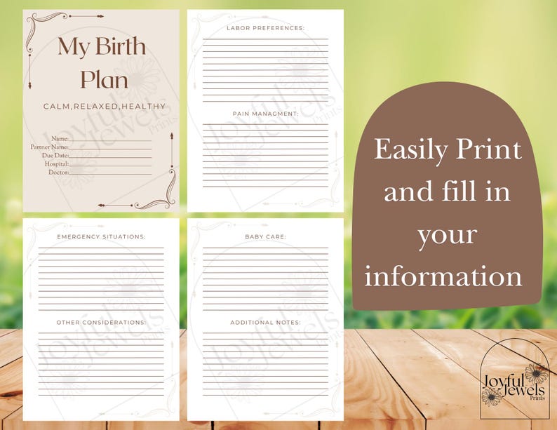 Birth Plan Template - Etsy