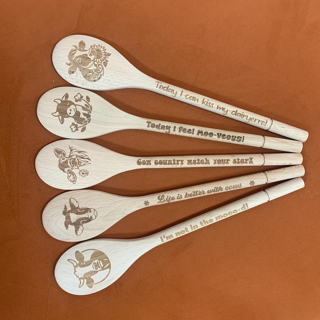Organic Wooden Cow Spoon Ideal for Cooking, Stirring, and Serving - Etsy