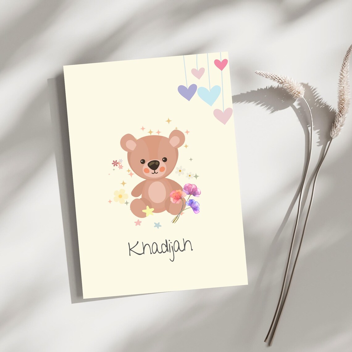 Personalised Bear Print, Teddy Bear Poster for Bedroom, Cute Bear Print ...