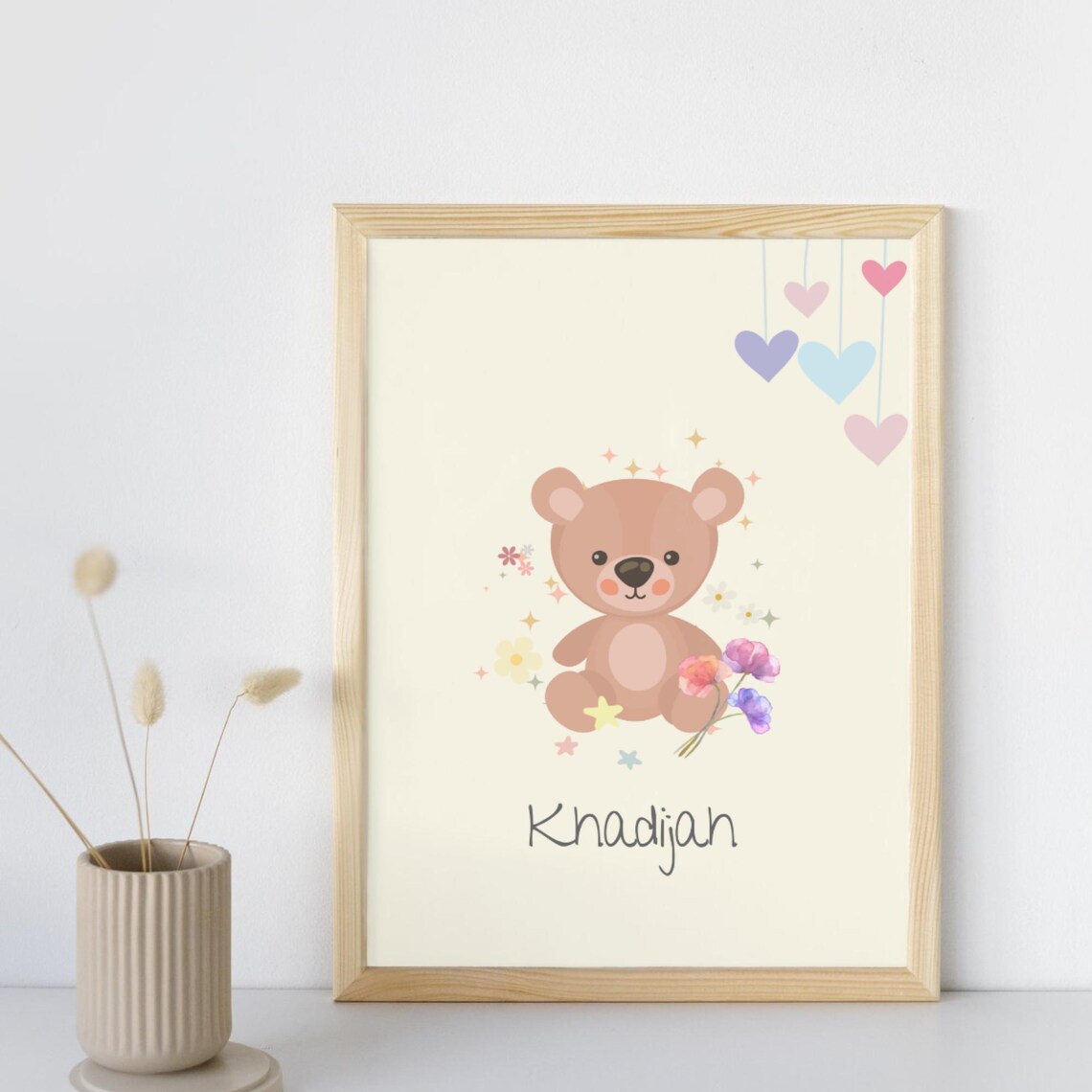 Personalised Bear Print, Teddy Bear Poster for Bedroom, Cute Bear Print ...