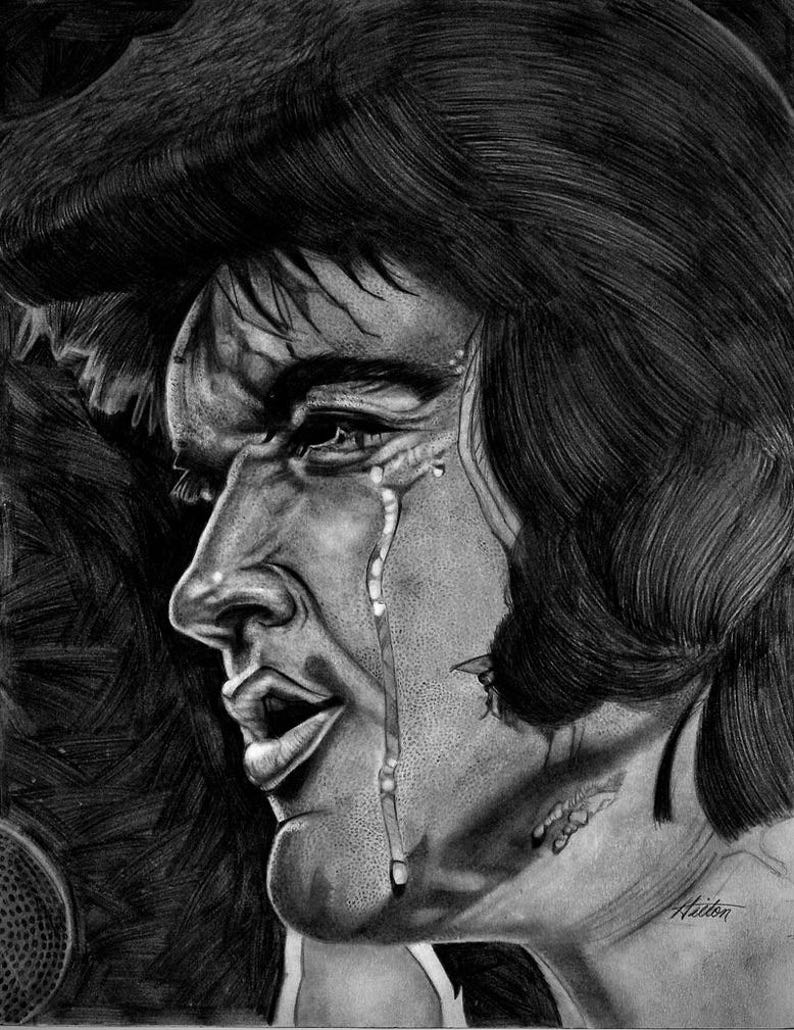 Elvis Presley Singing Graphite Digital File - Etsy
