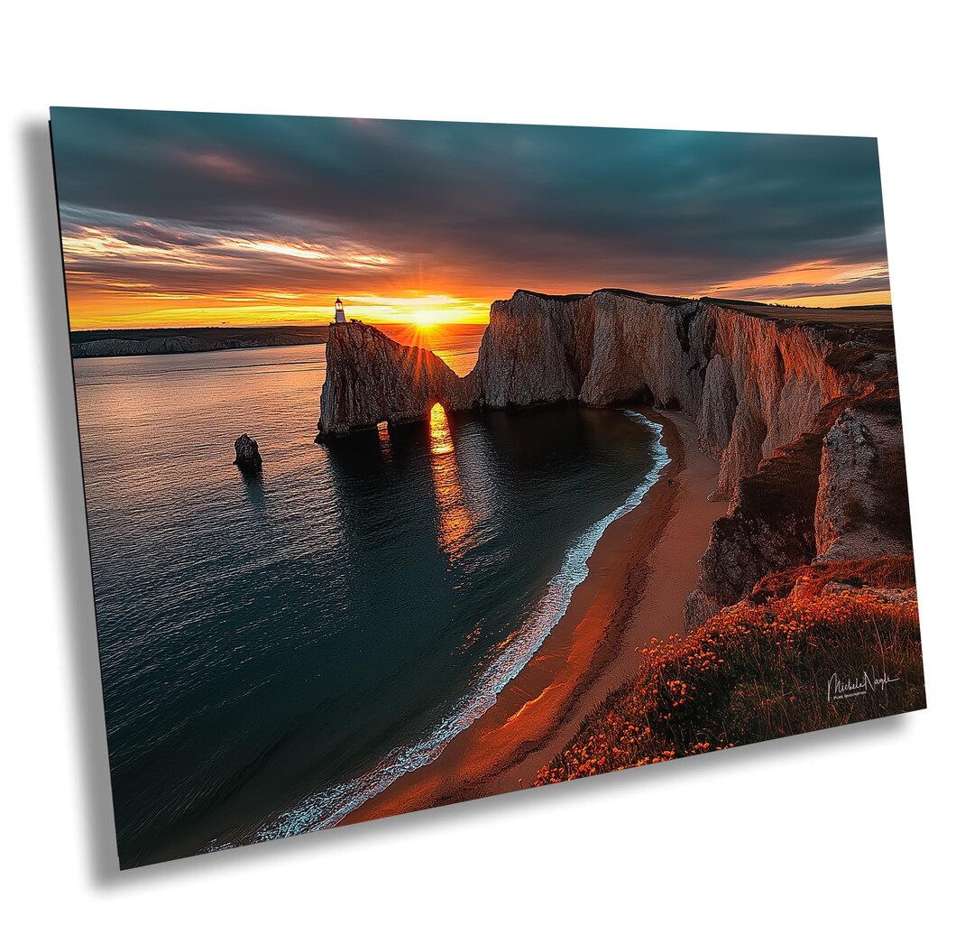 Sunset Over Coastal Cliffs Art Print Dramatic Ocean Scene With ...