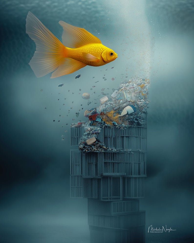 Lost Oceans – AI Art Digital Download, Surreal Environmental Wall Art ...