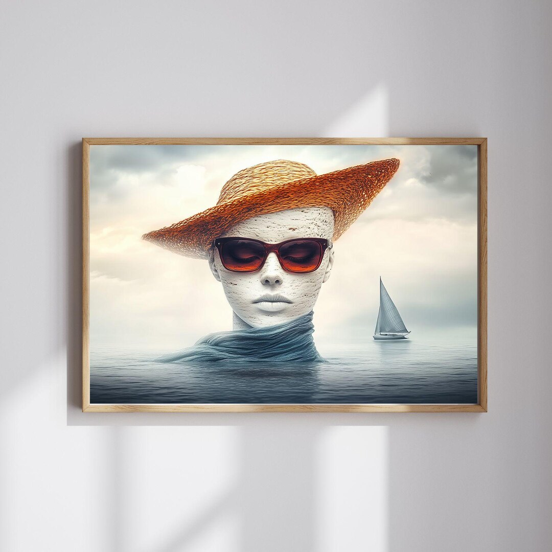 Lady of the Tides Fantasy AI Art, Surreal Digital Wall Art, Nautical ...