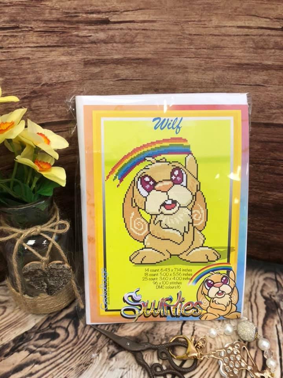 Bunny Rabbit, Wilf by Swirlies World. Modern Cross Stitch Art Kit. - Etsy
