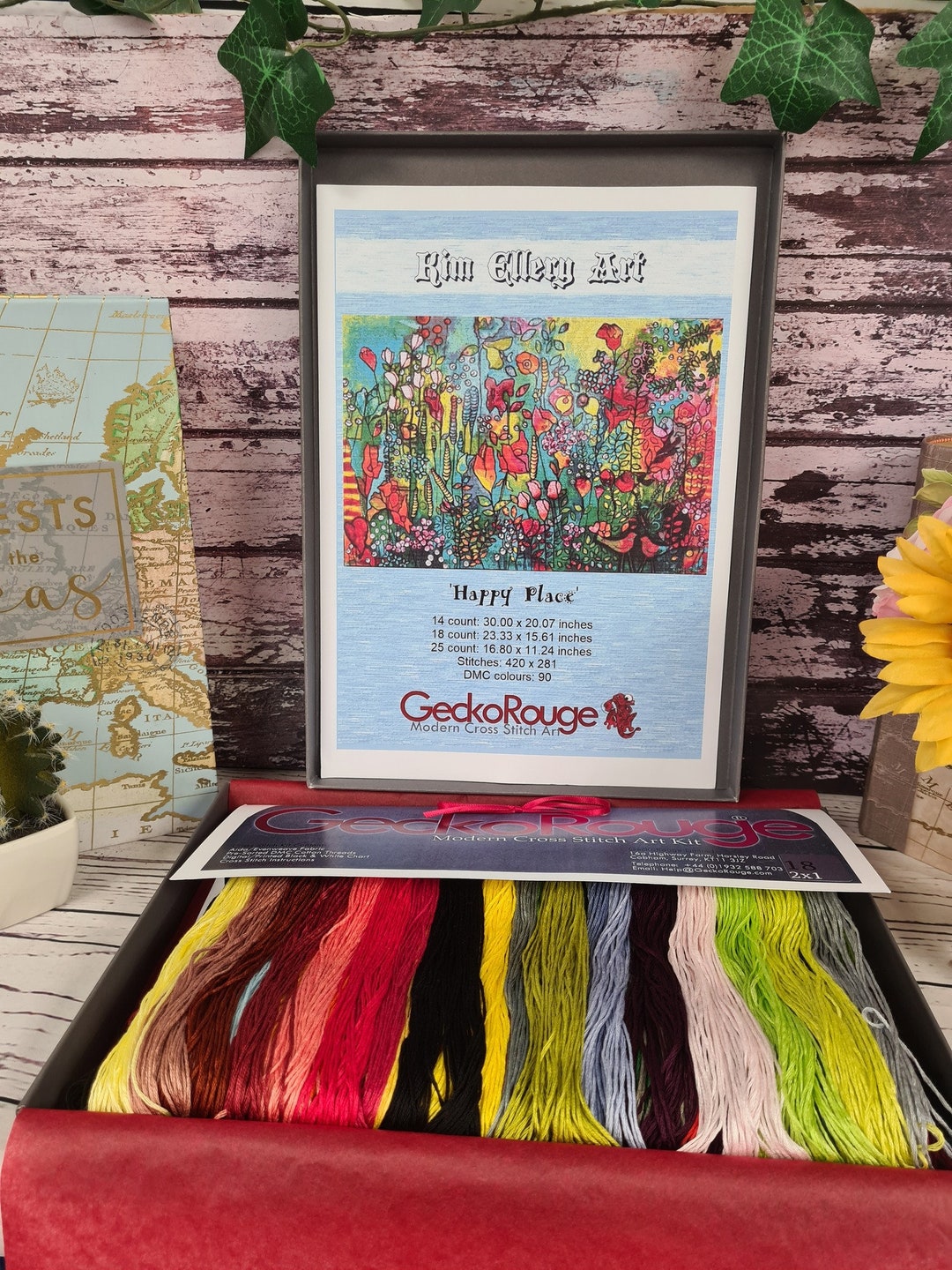 Happy Place by Kim Ellery. Modern Cross Stitch Art Kit. - Etsy