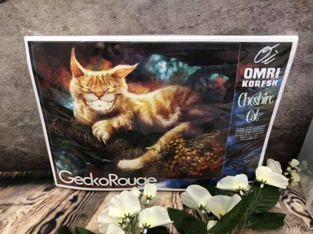Cheshire Cat by Omri Koresh. Modern Cross Stitch Art Kit. - Etsy