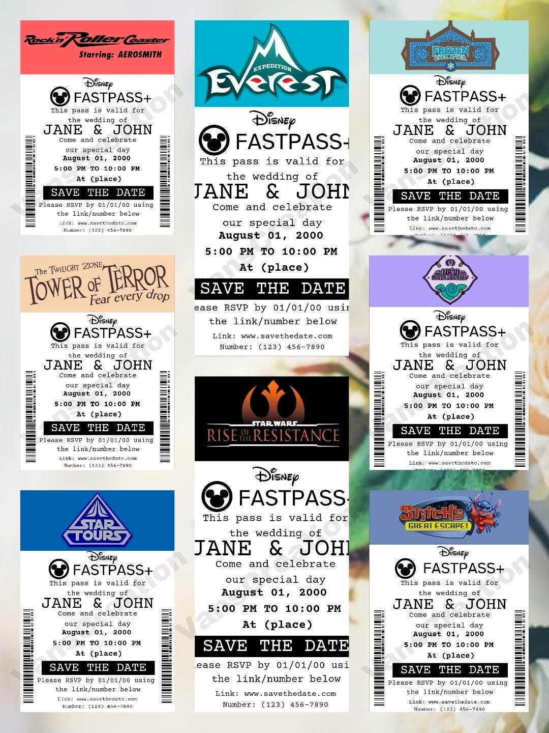 Disney Fastpass Themed Wedding/birthday Invitations. Fully Customizable ...