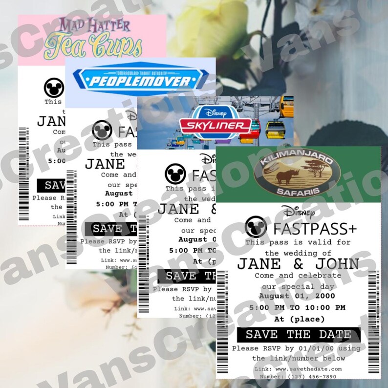 Disney Fastpass Themed Wedding/birthday Invitations. Fully Customizable ...