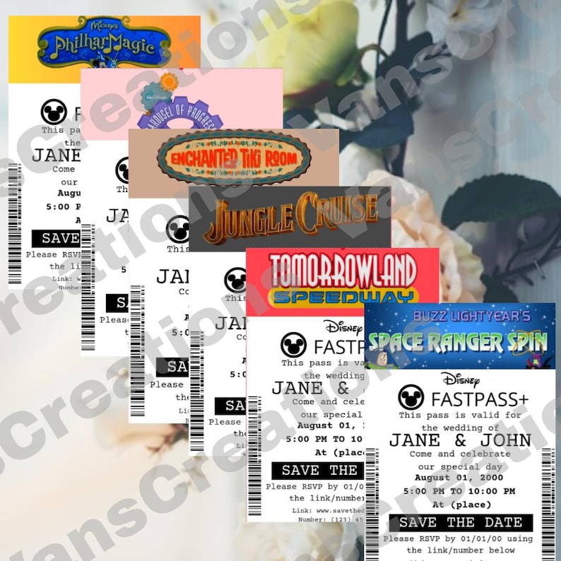 Disney Fastpass Themed Wedding/birthday Invitations. Fully Customizable ...