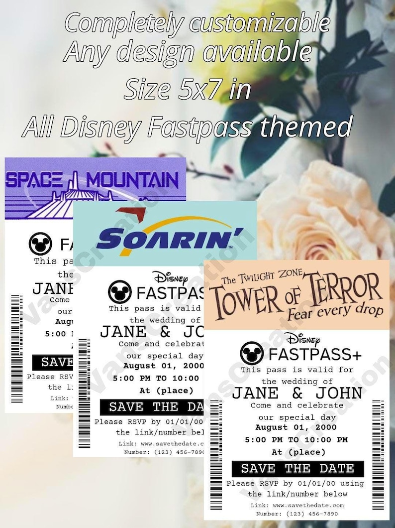 Disney Fastpass Themed Wedding/birthday Invitations. Fully Customizable ...