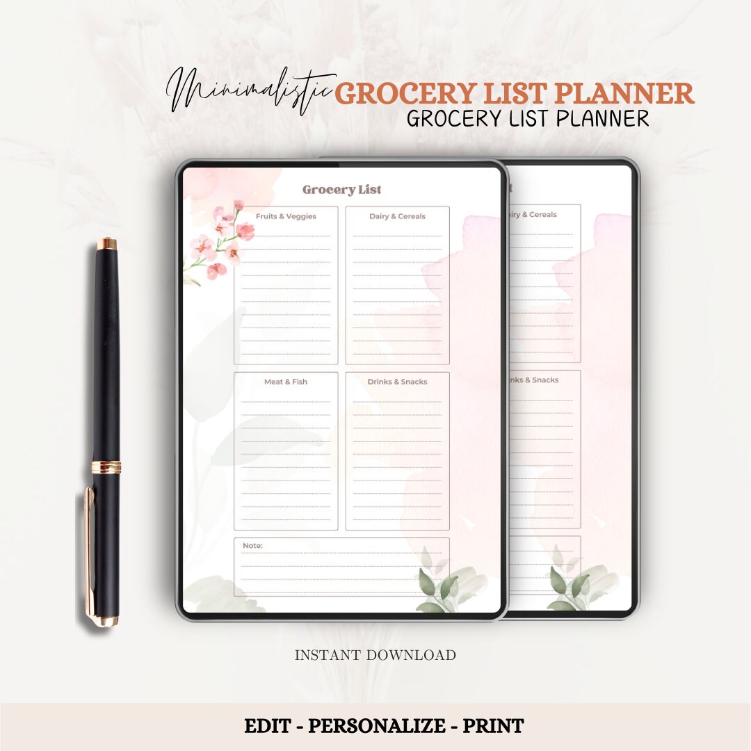 Editable and Printable Master Grocery List, Online Shopping List ...
