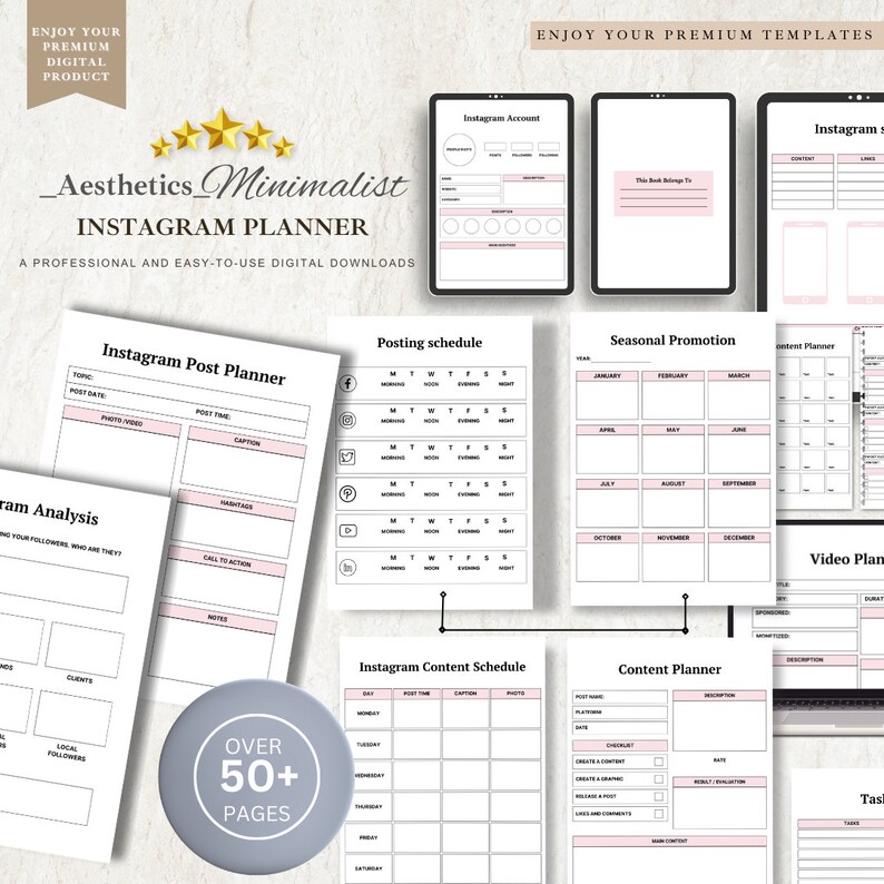 Instagram Planner: Social Media Content Schedule (digital Download) - Etsy