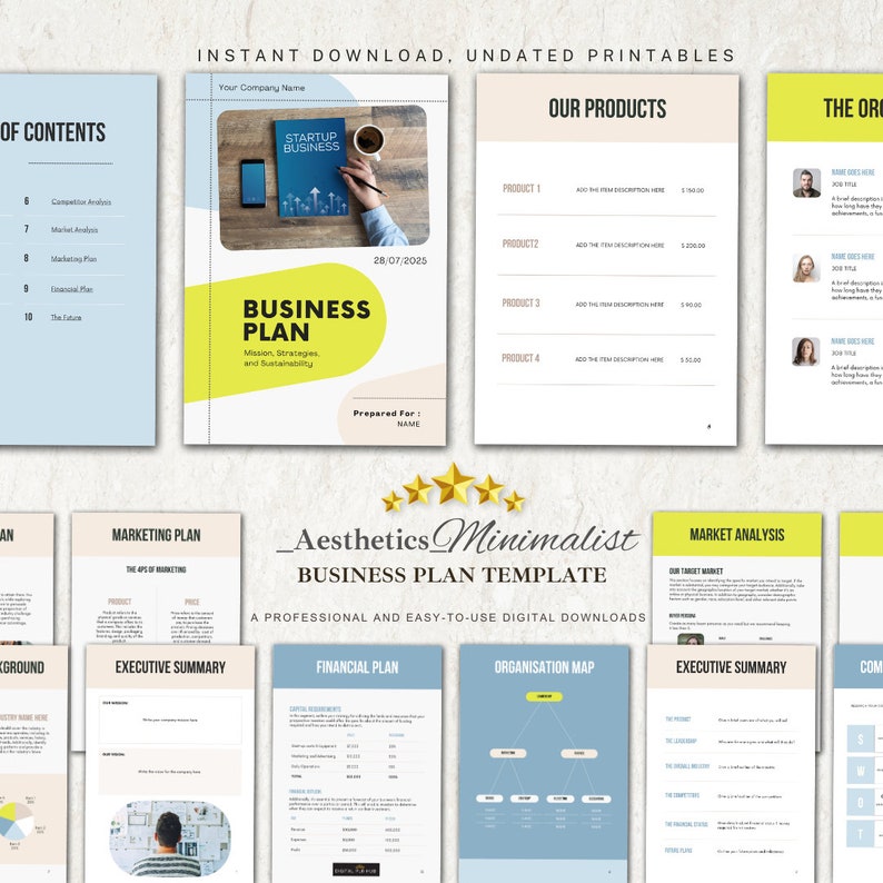Business Plan Template, Start-up Planner, Small Business Organizer ...
