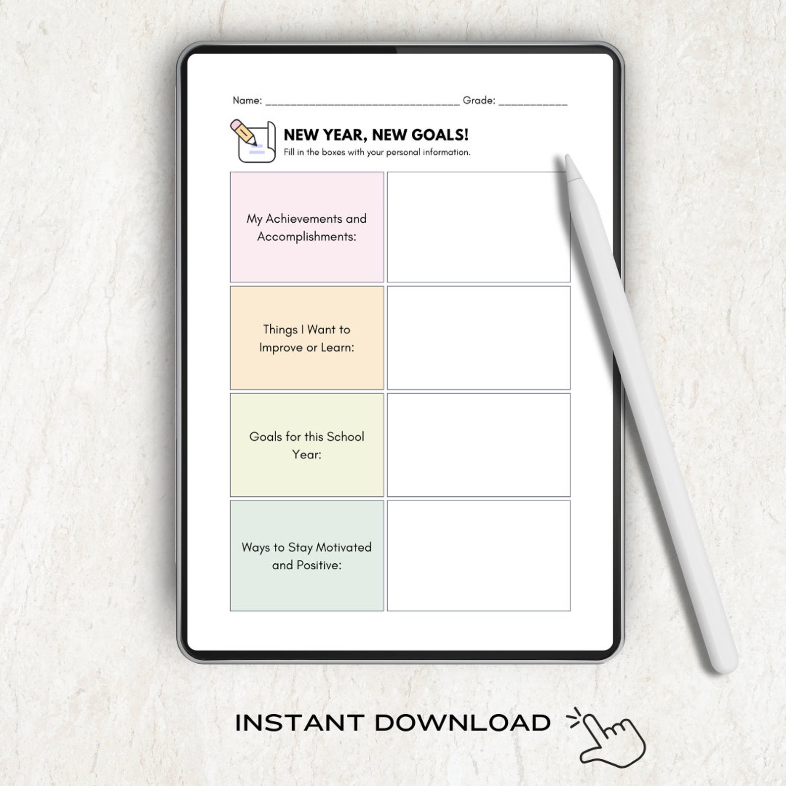 New Year's Resolution Worksheet for Student, 1 Page Resolution Sheet ...