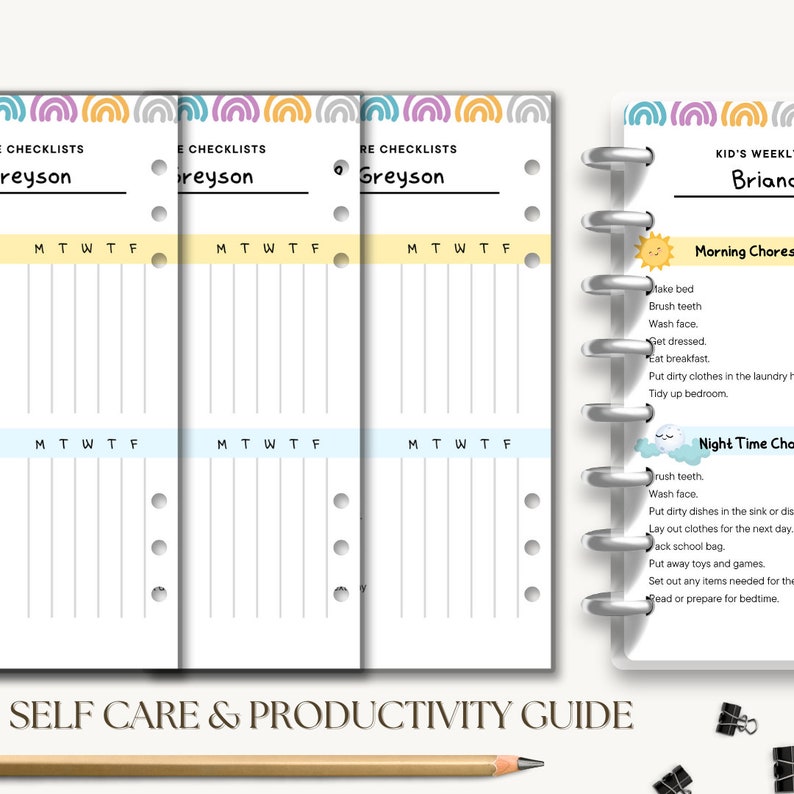 Kids Journal Core Chores Checklist, Children's Chore Chart, Task ...