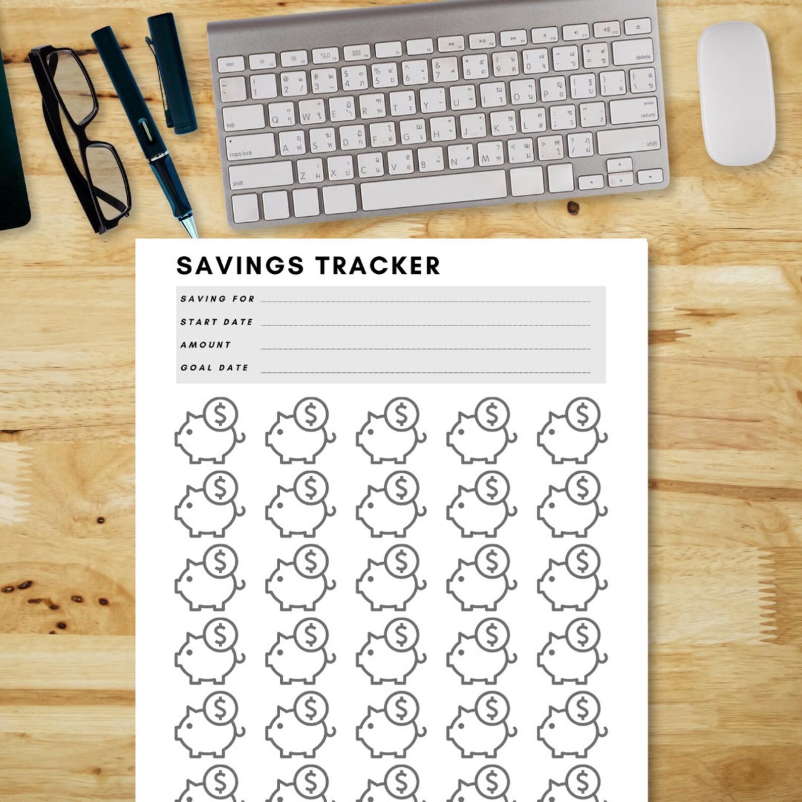 Piggy Bank Savings Challenge Tracker: DIY Money Saving (digital ...