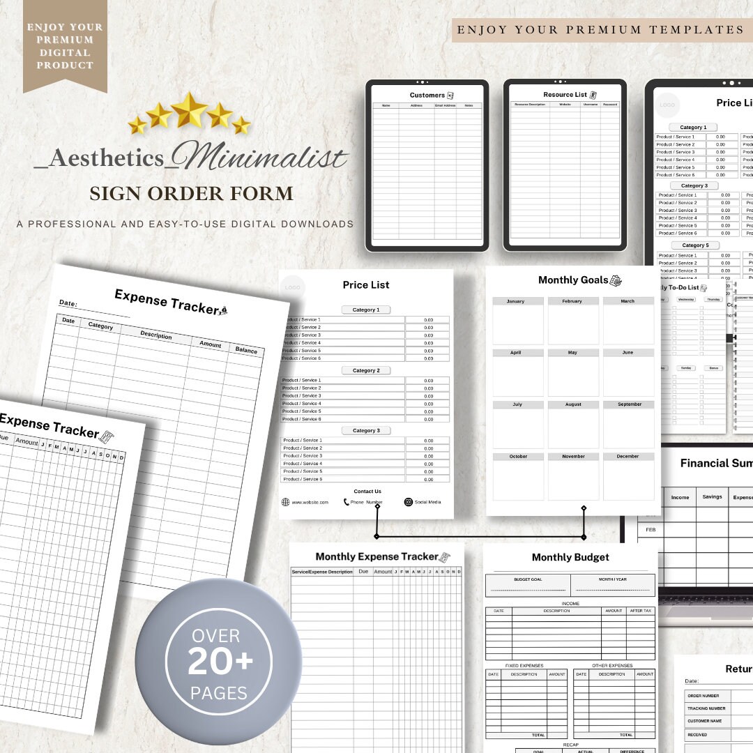 Sign Order Form Planner: Business Organizer (digital Download) - Etsy