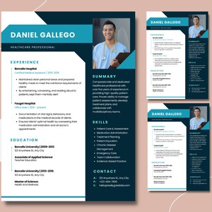 Blue Modern Healthcare Resume Template: Professional CV (digital ...