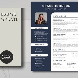 Minimalist Dark Blue White CV Template, Simple Resume Design, Clean ...