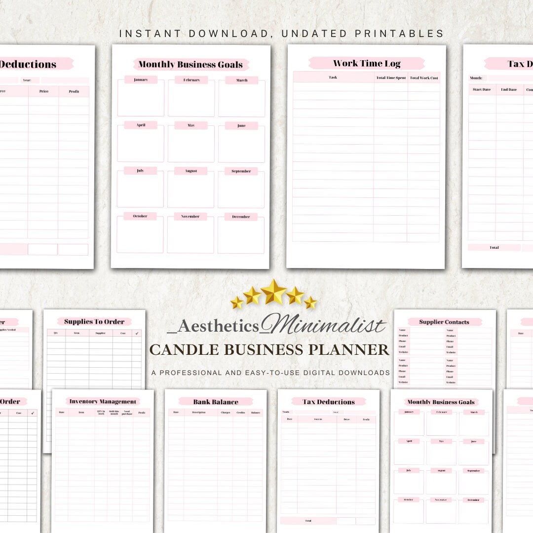 Floral Candle Business Planner: Organizational Tool (digital Download ...