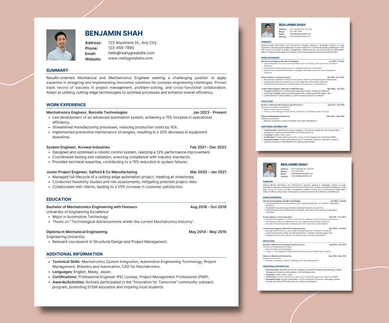 Clean and Professional Resume Template Blue White, Modern CV Design, Job Application, Clean ...