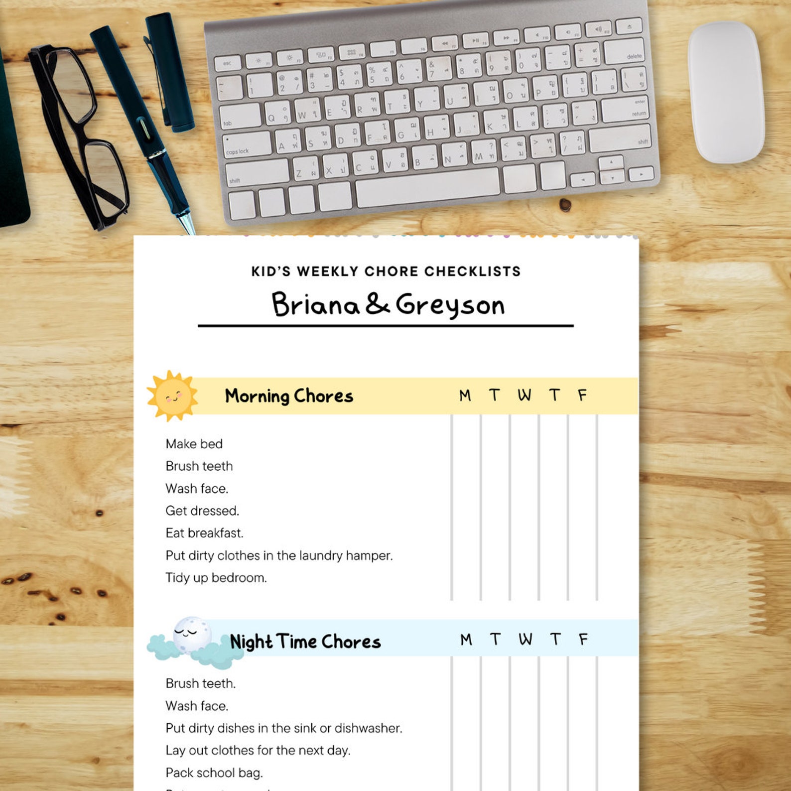 Kids Chore Chart Checklist: Daily Routine Planner (digital Download) - Etsy