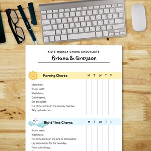 Kids Journal Core Chores Checklist, Children's Chore Chart, Task ...