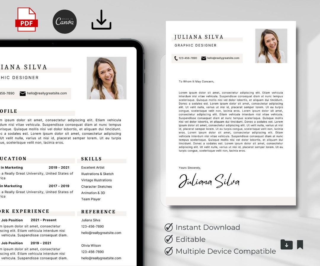 Beige Professional Resume Template, Clean Minimalist Design, Simple CV ...