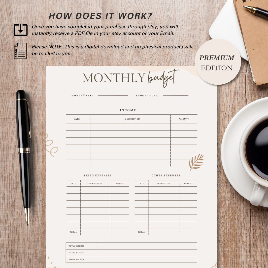 Beige Aesthetic Monthly Budget Planner , Printable Budget Planner ...