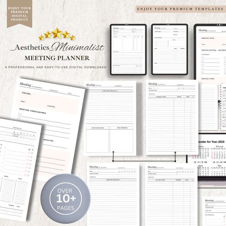 Meeting Planner, Daily Planner Organizer, Agenda Book, Business Planner, Schedule Notebook, Work ...