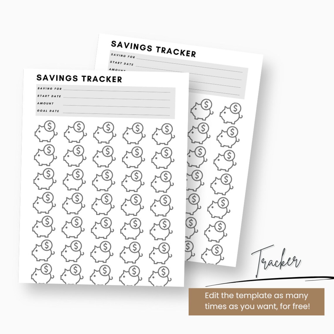 Piggy Bank Savings Challenge Tracker: DIY Money Saving (digital ...