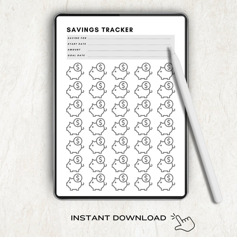 Piggy Bank Savings Challenge Tracker: DIY Money Saving (digital ...