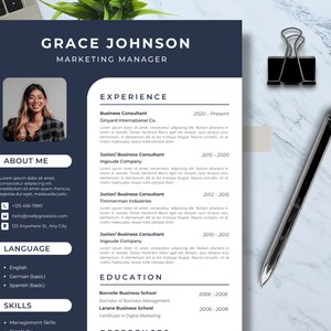 Minimalist Dark Blue White CV Template, Simple Resume Design, Clean ...