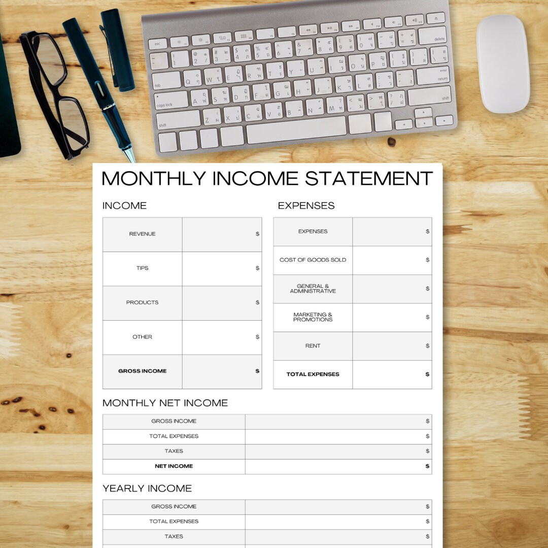 Income Statement Template, Profit and Loss, Month to Month Income ...