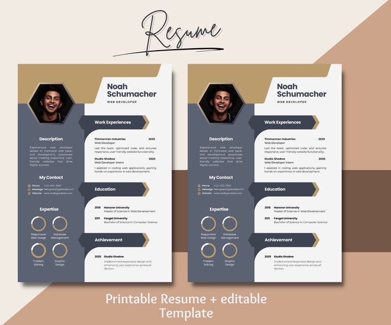 Web Developer Resume Template: Minimalist CV Design (US Letter) - Etsy
