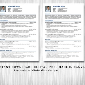 Clean and Professional Resume Template Blue White, Modern CV Design ...