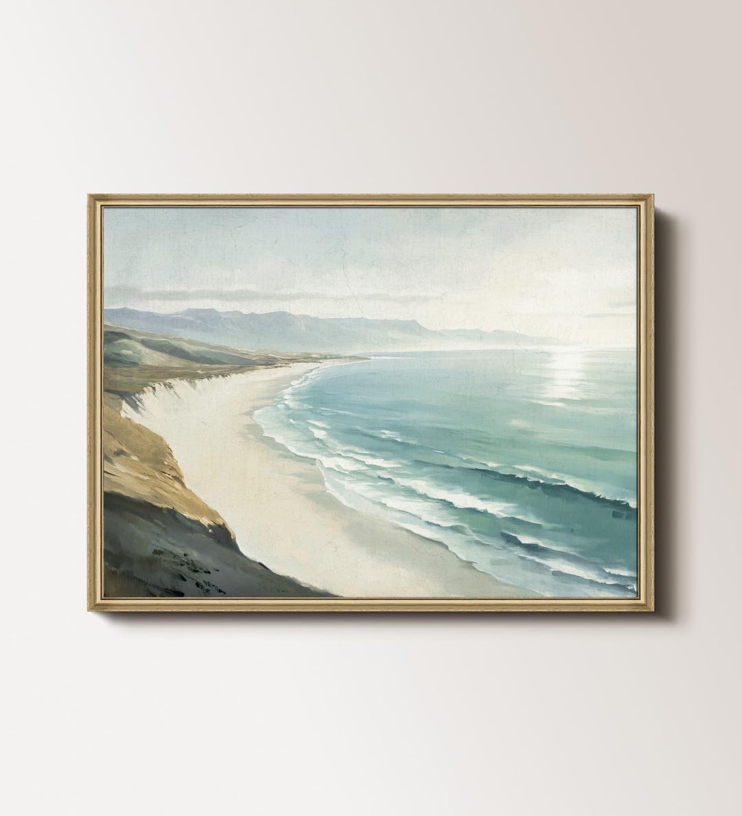 Vintage Coastal Cliff Wall Art Printable, Cliffside Beach Landscape ...