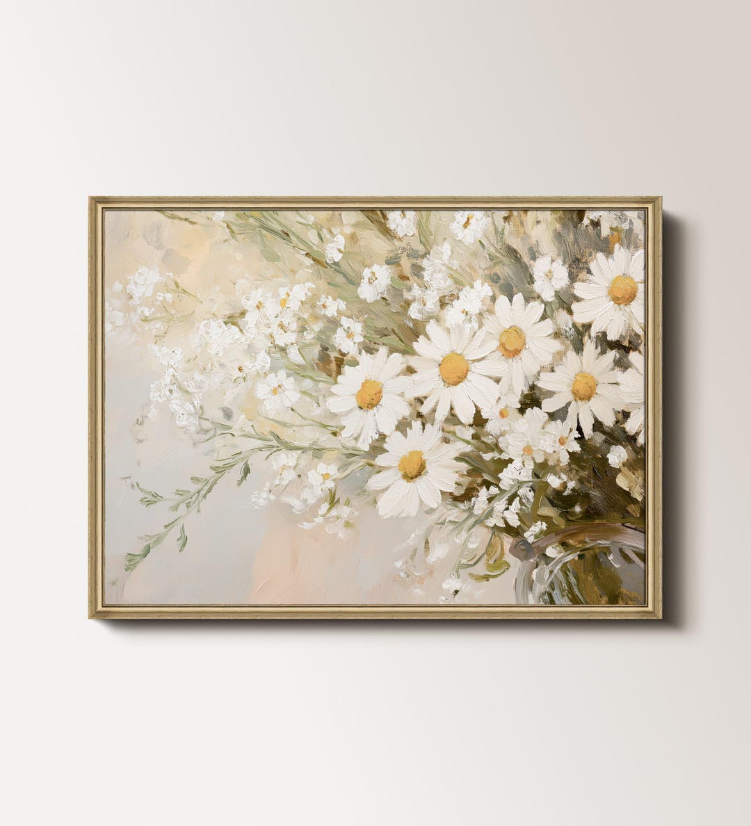 Printable Daisy Flower Wall Art, Daisy Painting Print White Floral Wall ...