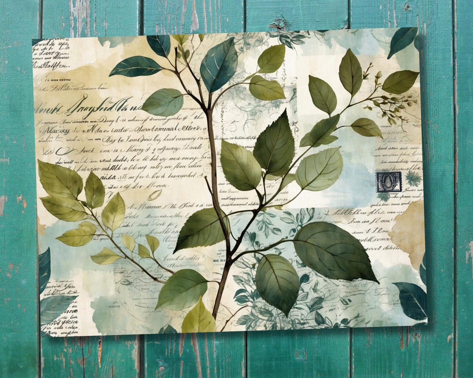 Green Leaf Junk Journal Pages, Botanical Printable Ephemera, Nature ...