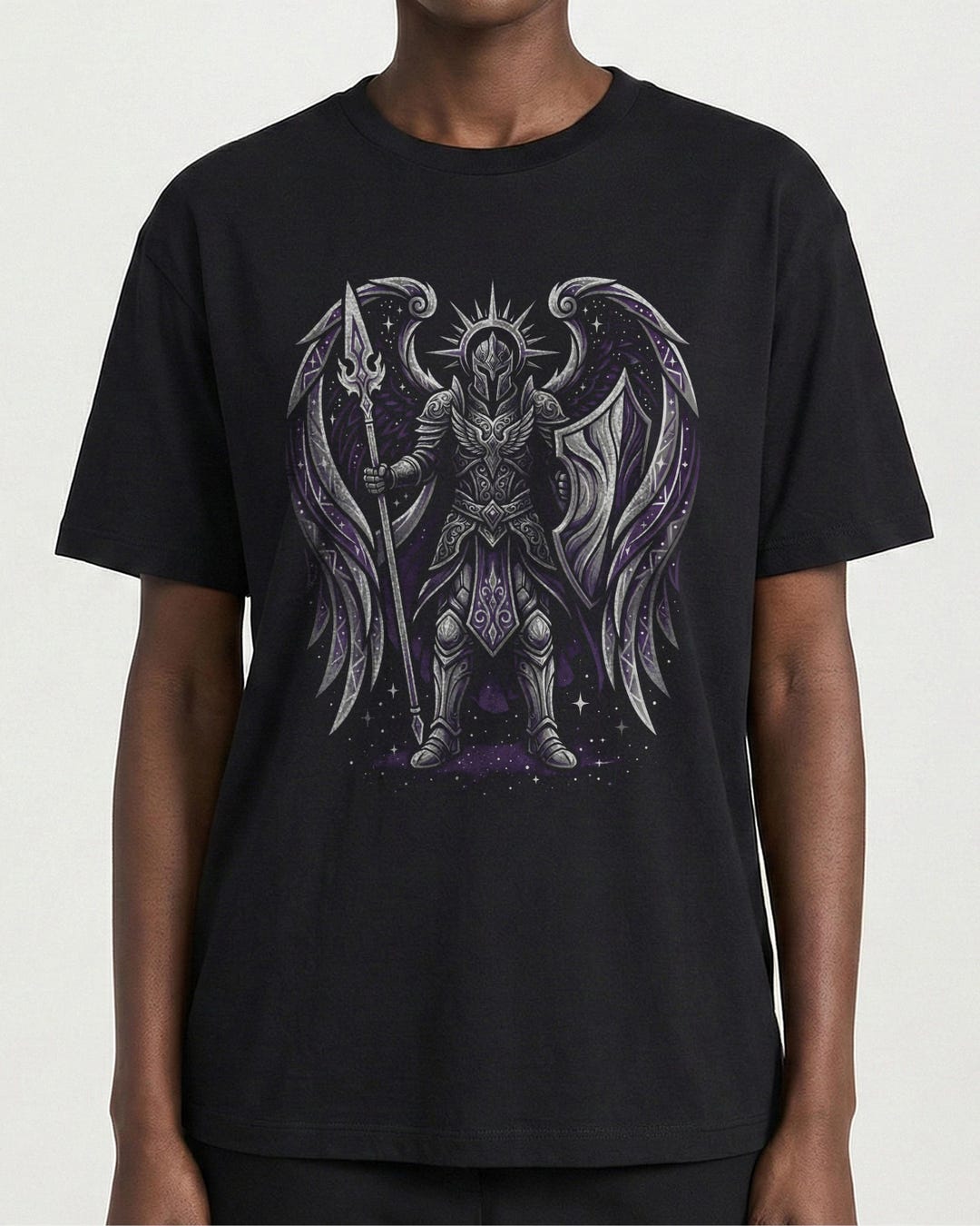 Fantasy Pride Angel Warrior T-shirt, Winged Knight Armor Graphic Tee ...