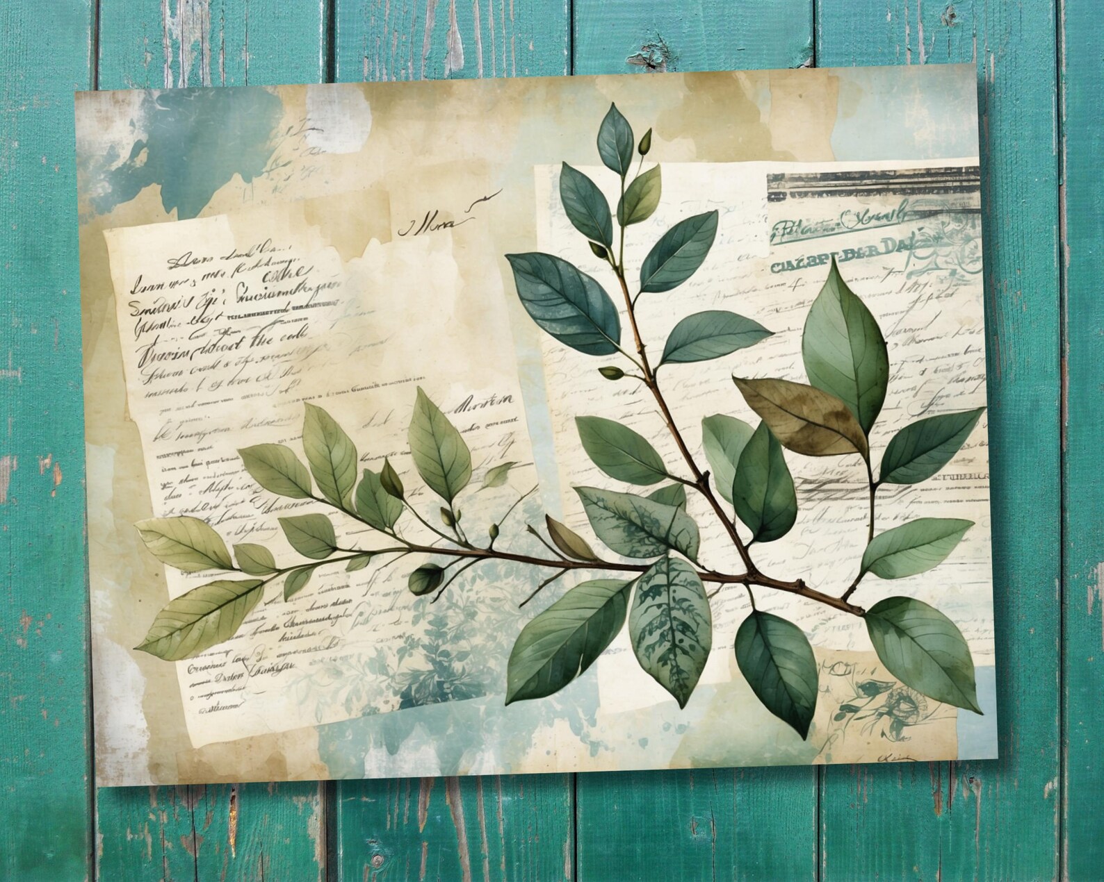 Green Leaf Junk Journal Pages, Botanical Printable Ephemera, Nature ...