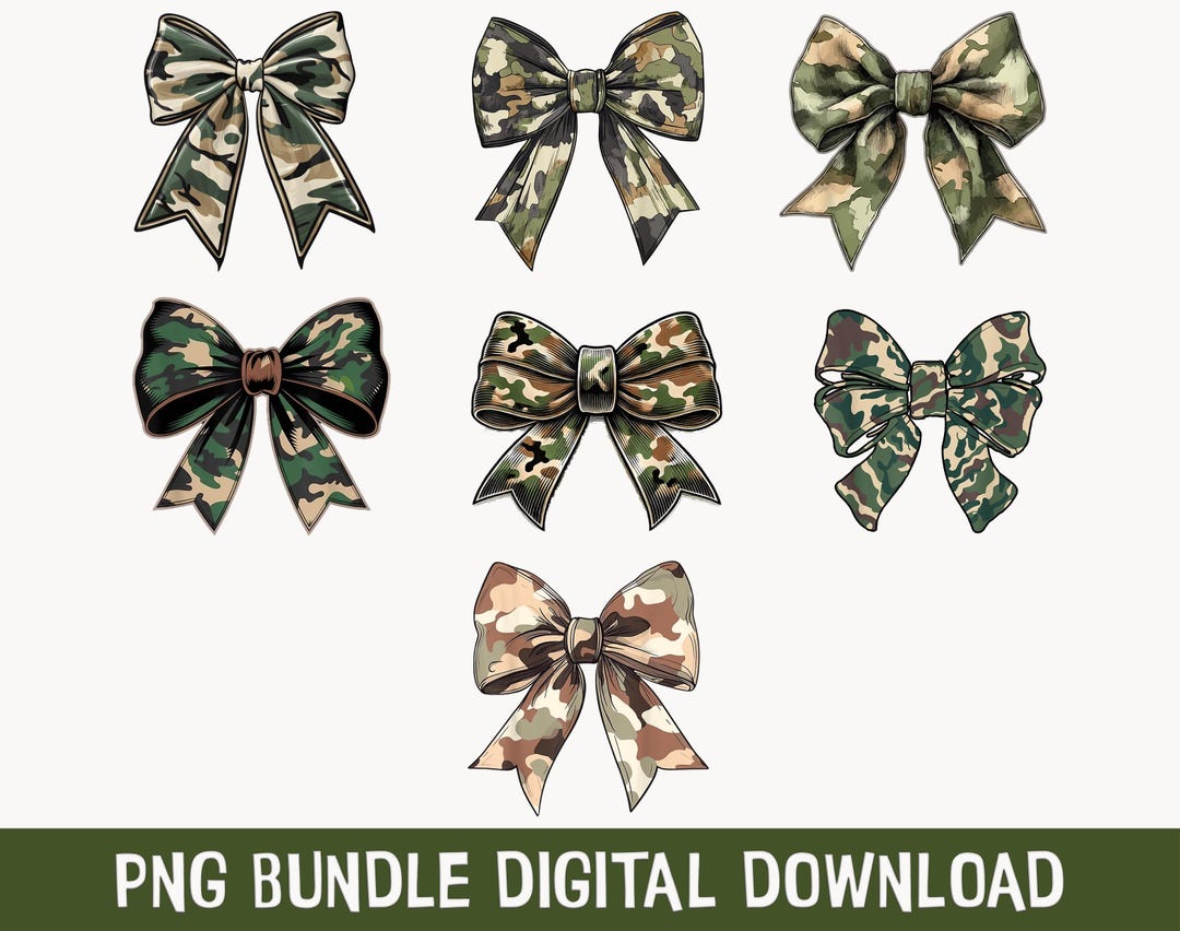 Camo Bow PNG Bundle, Dove Season Png, Girls Camo Bow Png Shirt, Hunting ...