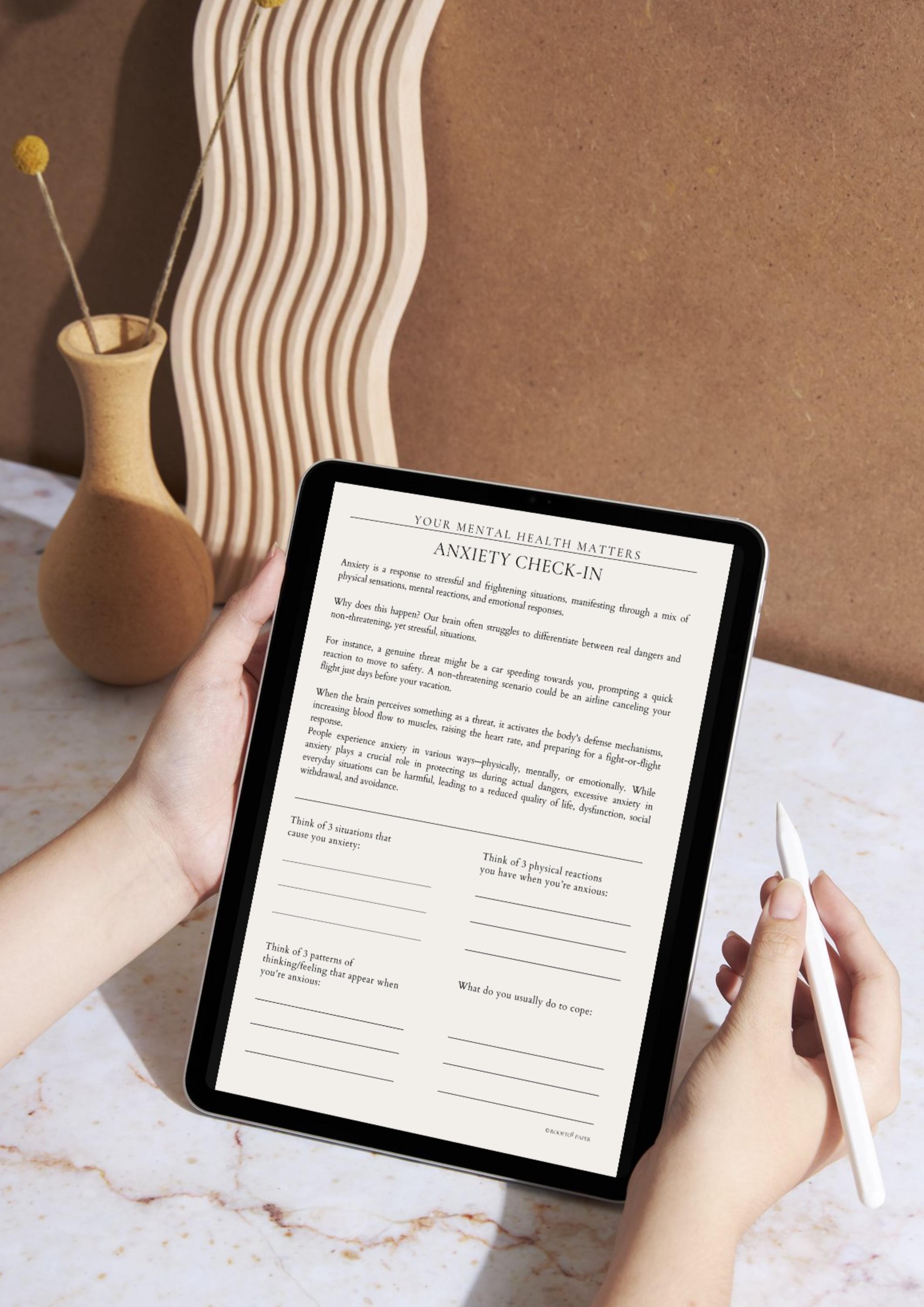 Anxiety Check-in Worksheet PDF Identify Triggers, Physical Reactions ...