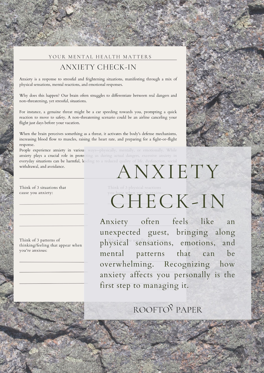 Anxiety Check-in Worksheet PDF Identify Triggers, Physical Reactions ...