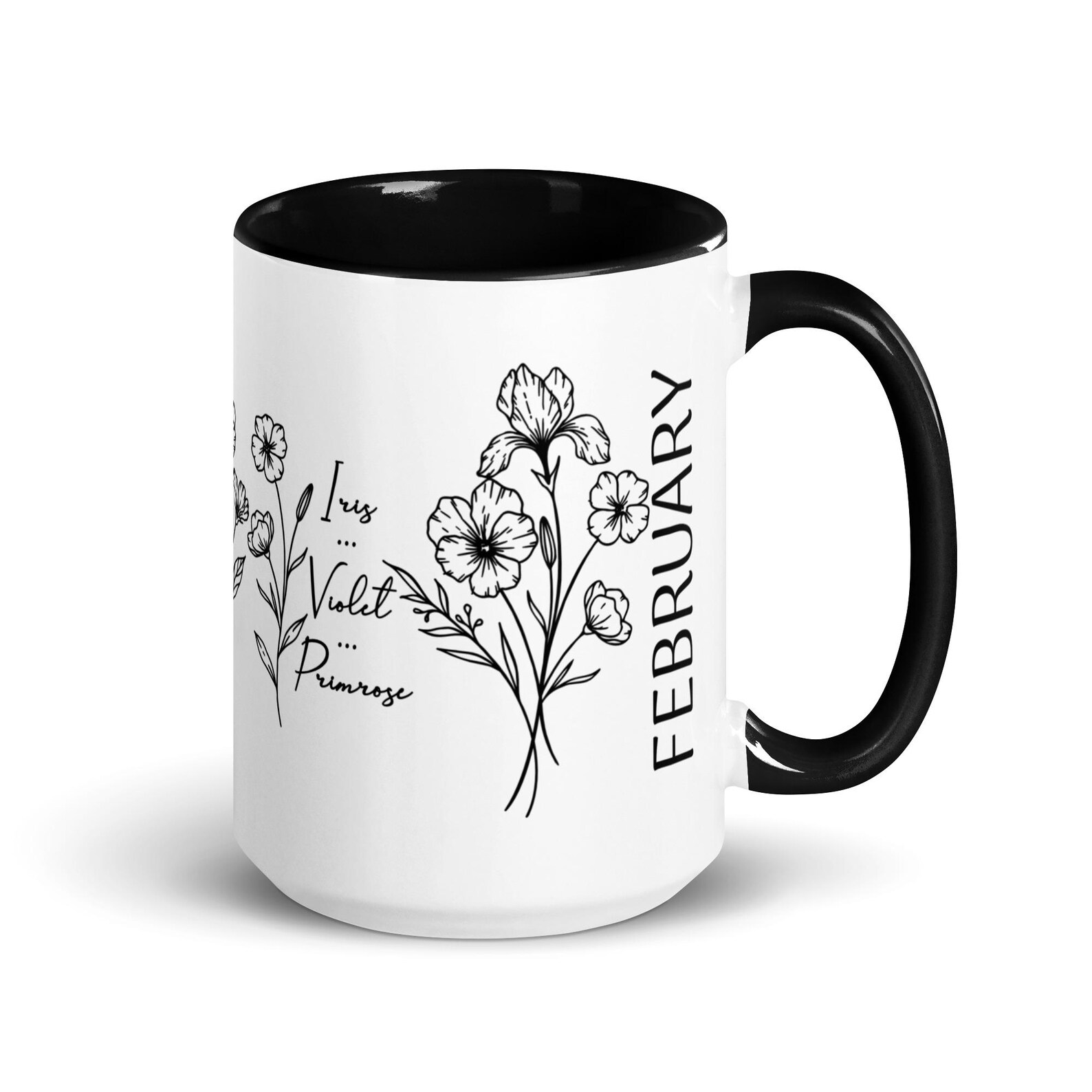 Birth Flowers Mug, Birth Month Mug, February Birth Flowers Mug, Birth ...