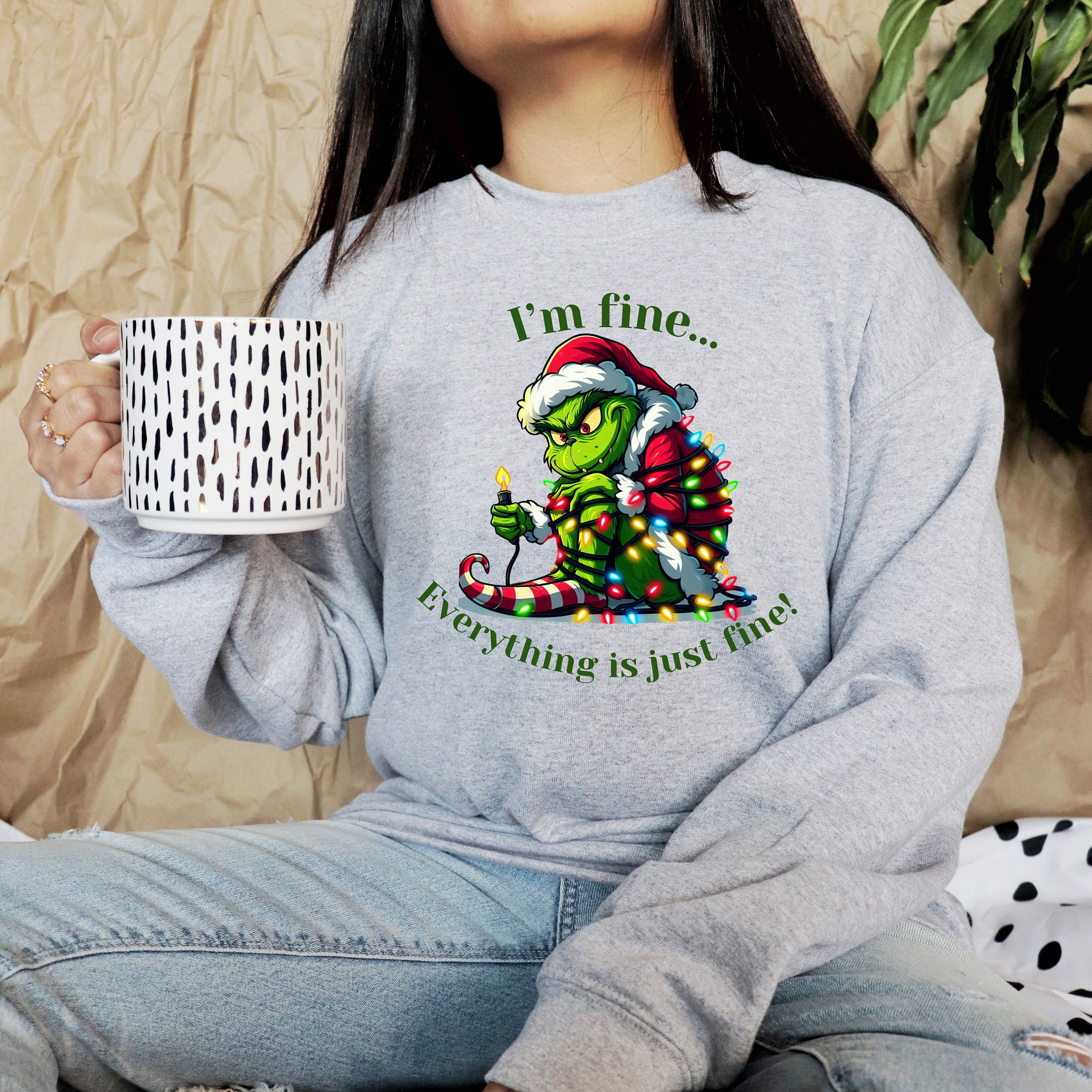 Grinch PNG Funny i'm Fine, Everything is Fine Christmas PNG, Grinch ...