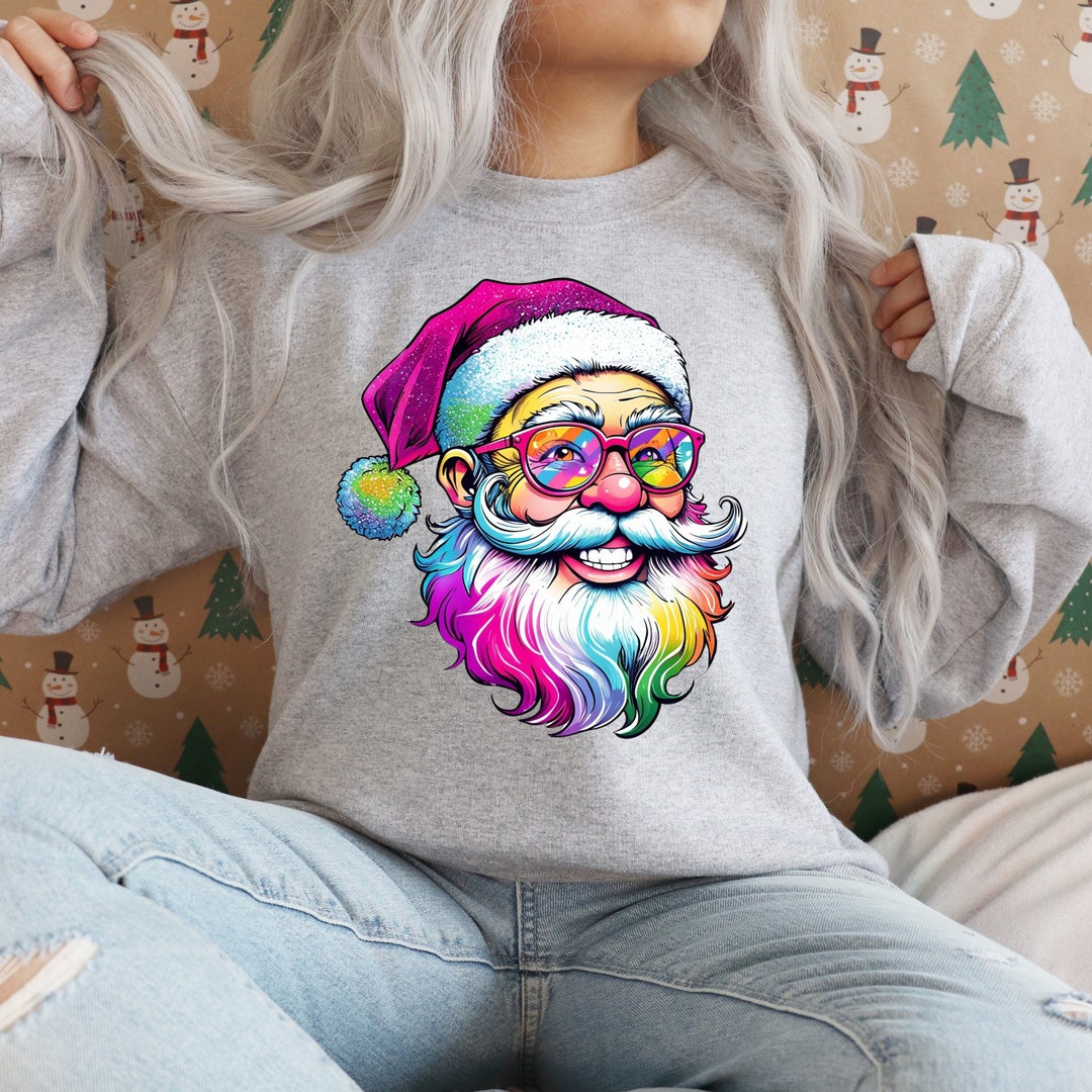 Neon Santa PNG Santa With Sunglasses PNG Neon Colors Christmas T-shirt ...